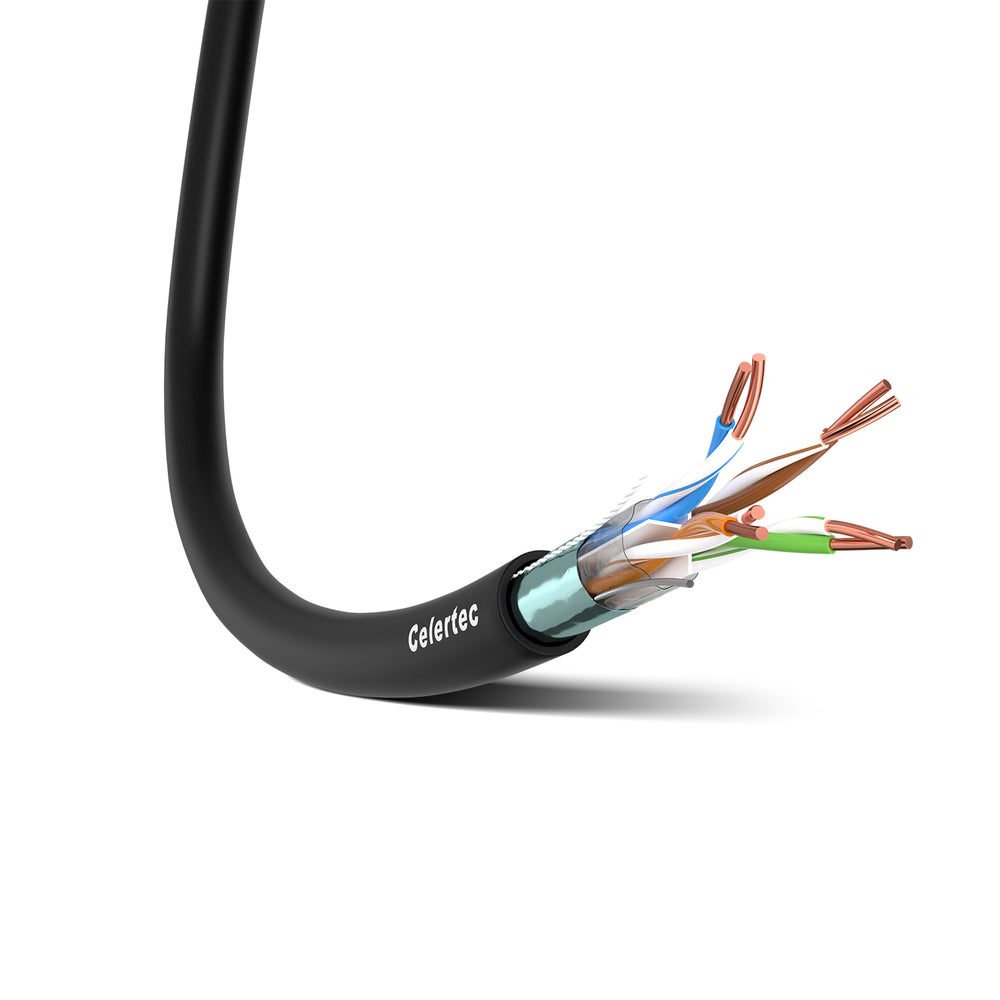 Cat6 Shielded Cable, FTP, 23AWG Solid Bare Copper, CMR, 1000ft